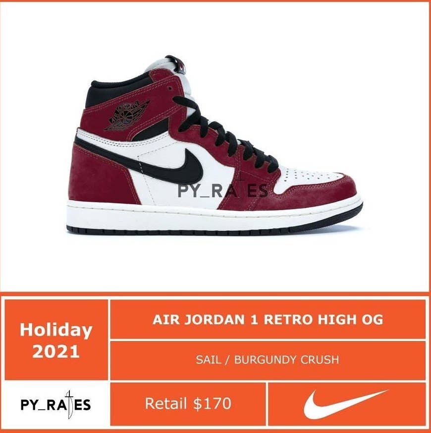 Air Jordan 1 High 'Burgundy Crush' Reportedly Releasing Holiday 2021 ...