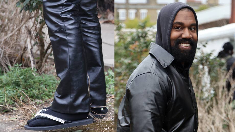 Kanye West Wears Diamond-Studded Flip-Flops to Burberry Show | Complex