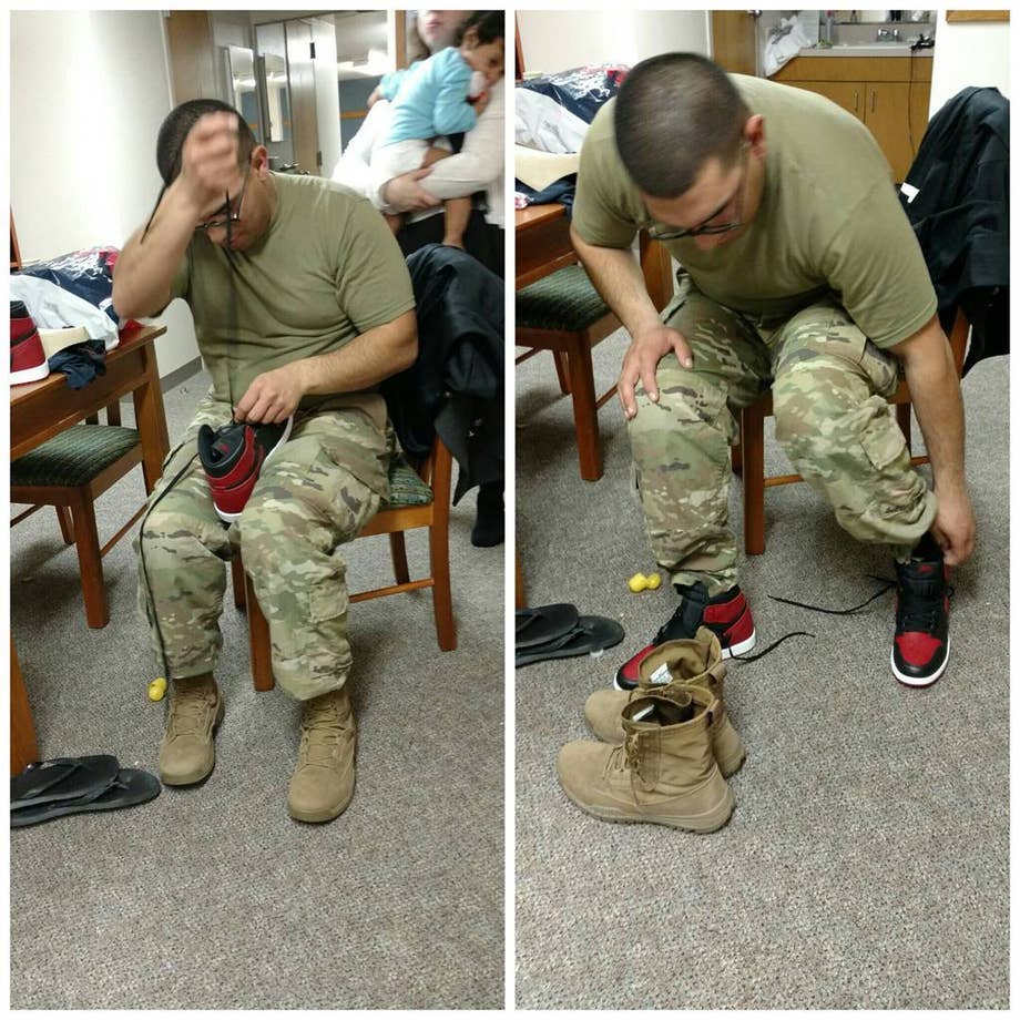 Army Soldier Welcomed Home With His Favorite Pair of Air Jordans | Complex