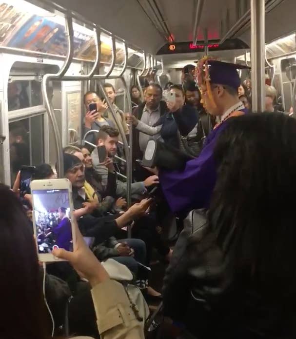 NYC Subway Passengers Held a Graduation Ceremony for Student Stuck on ...