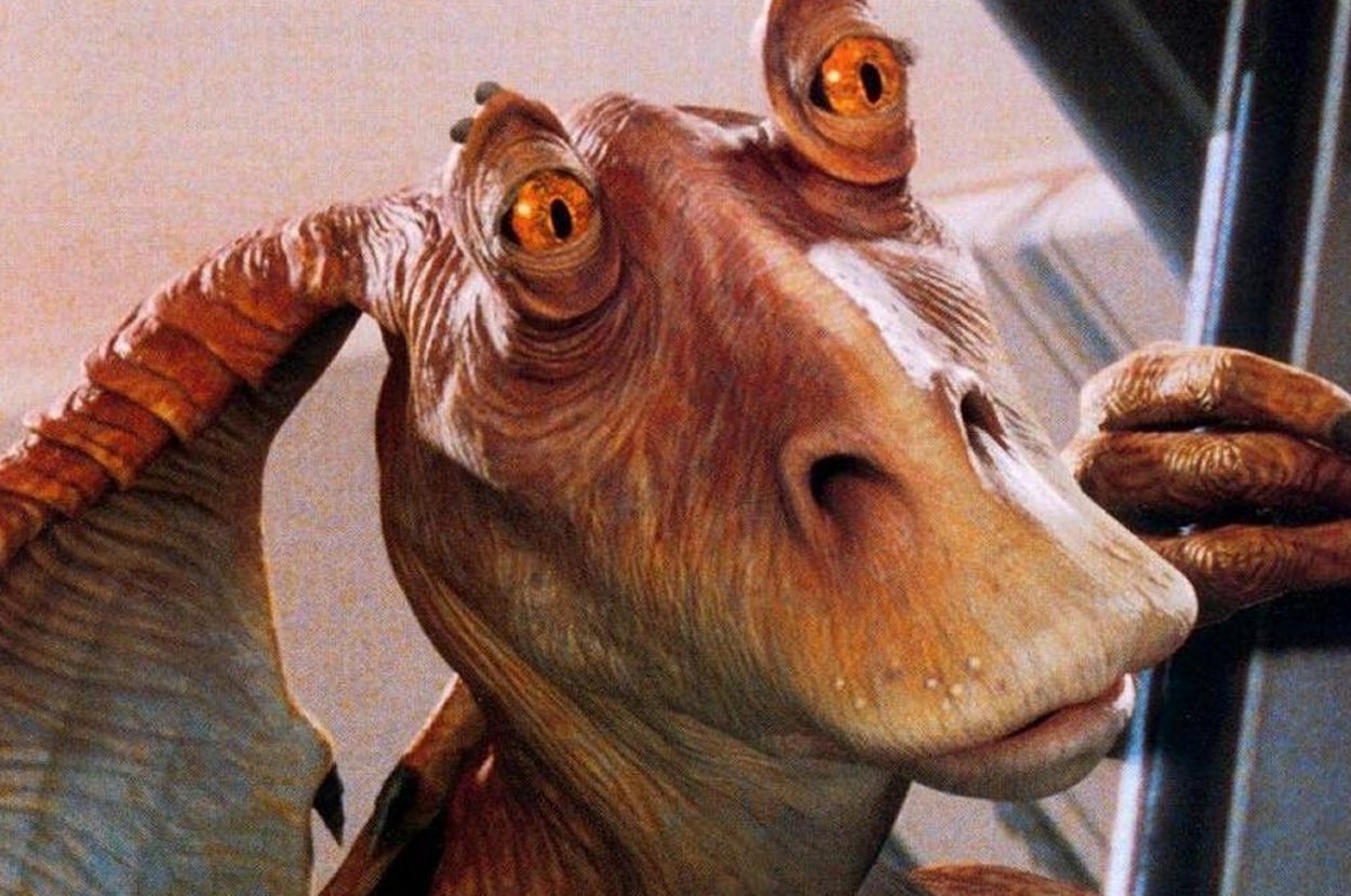 And Now For Jar Jar Binks Falling To His Death Over A Waterfall