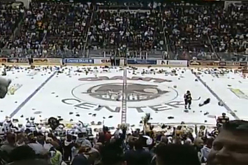 Hockey Fans Hurl Hundreds Of Teddy Bears