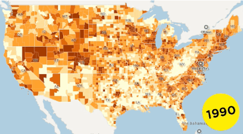 6 Maps That Show How The United States Has Changed Since 1990