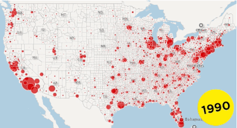 6 Maps That Show How The United States Has Changed Since 1990