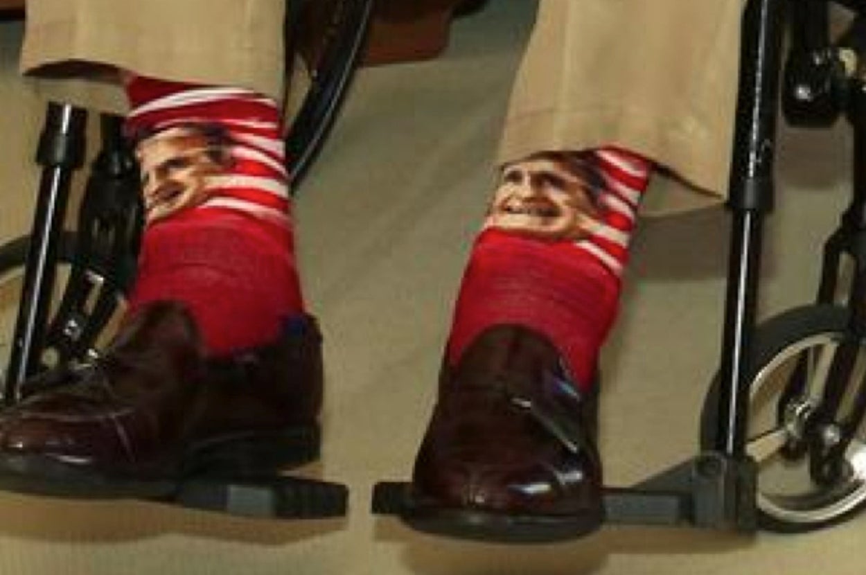 George H.W. Bush Wears Socks With His Own Face On Them