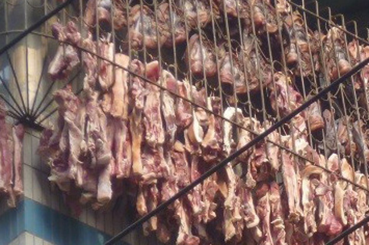 Only In China: Balcony Drapes Made Of Moist Bacon