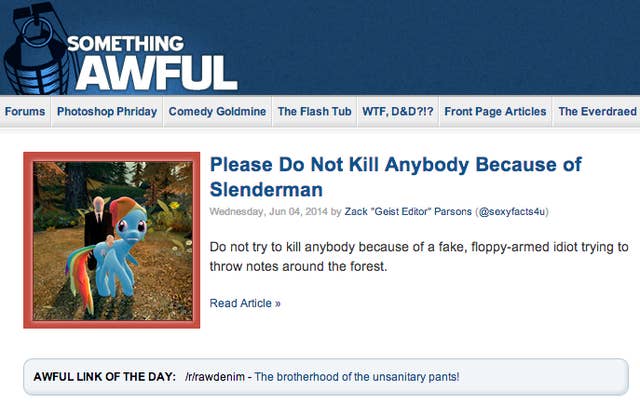 Slenderman Something Awful Original Thread