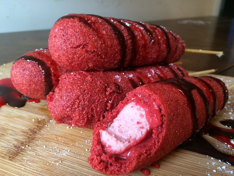Would You Eat This Insane-Looking Red Velvet Corn Dog