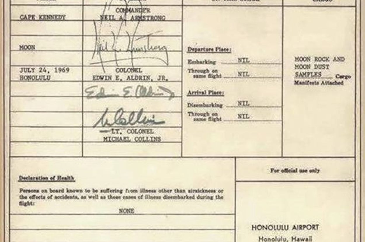 The Apollo 11 Astronauts Had To Fill Out Customs Paperwork After ...