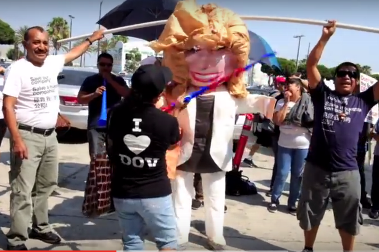 American Apparel Workers Beat Piñata Of New CEO Outside Headquarters