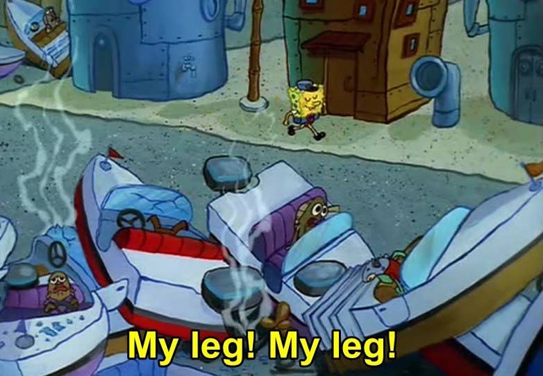 spongebob flexing legs