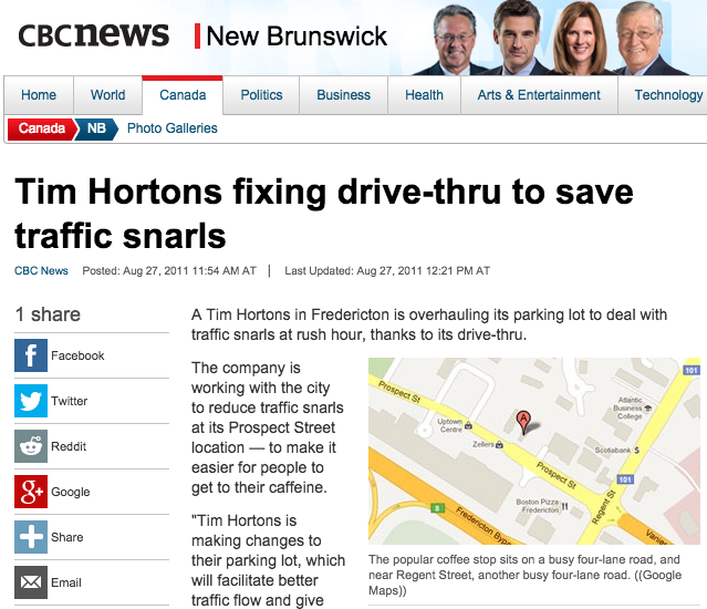 People In Fredericton Can't Be Trusted In The Tim Hortons Drive-Thru