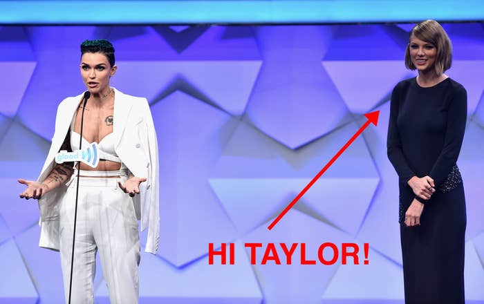 Taylor Swift Surprised Ruby Rose At The GLAAD Awards