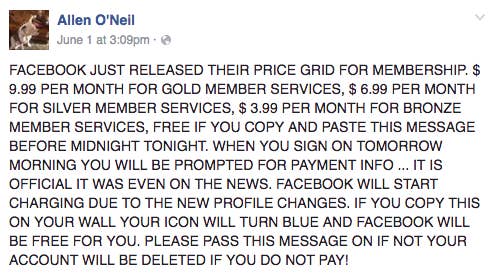 People Keep Sharing This Hoax About Facebook Charging Users