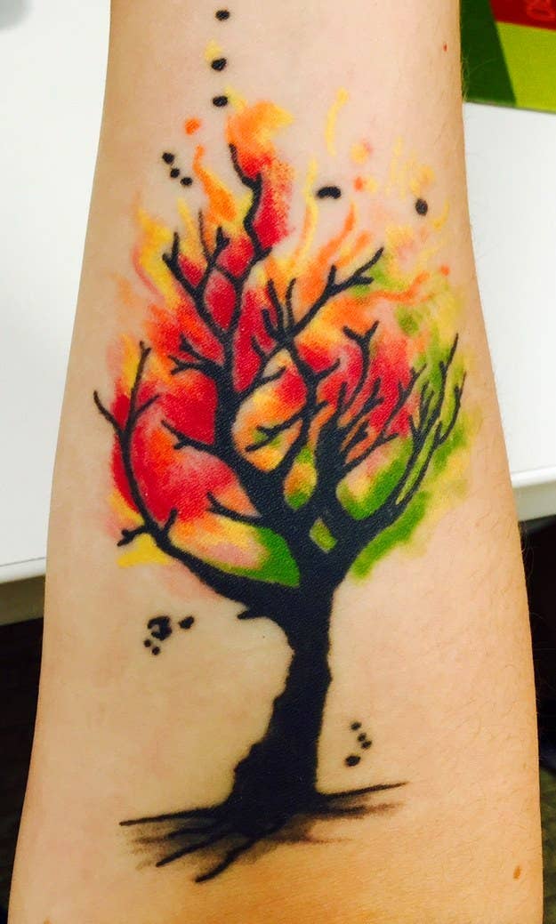 burning trees tattoo