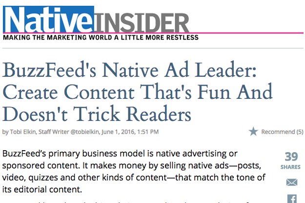 BuzzFeed's Native Ad Leader: Create Content That's Fun And Doesn't ...