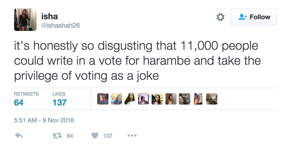 14,000 People Probably Didn't Vote For Harambe To Be The Next US President