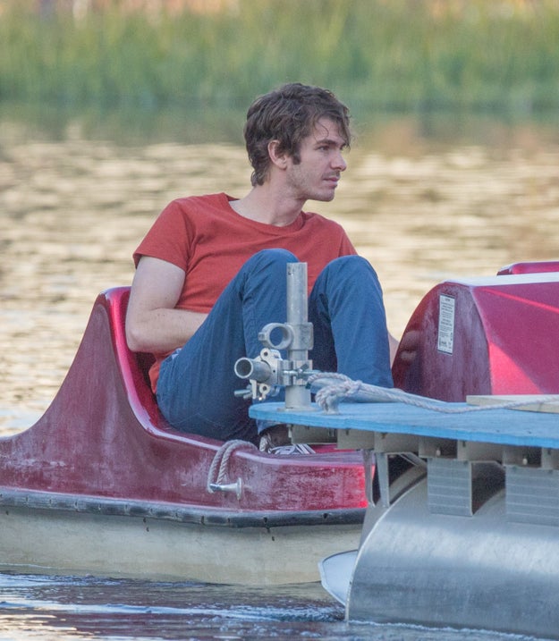 Just 10 Photos Of Andrew Garfield On A Paddle Boat