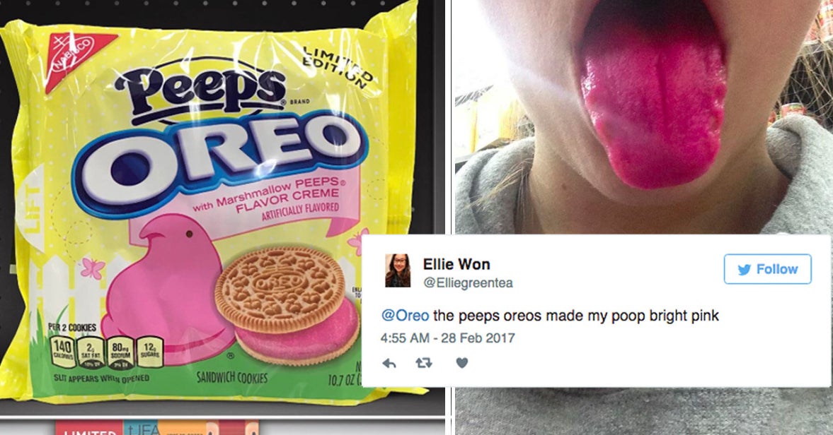 People Are Saying Peeps-Flavored Oreos Turned Their Poop And Saliva Pink