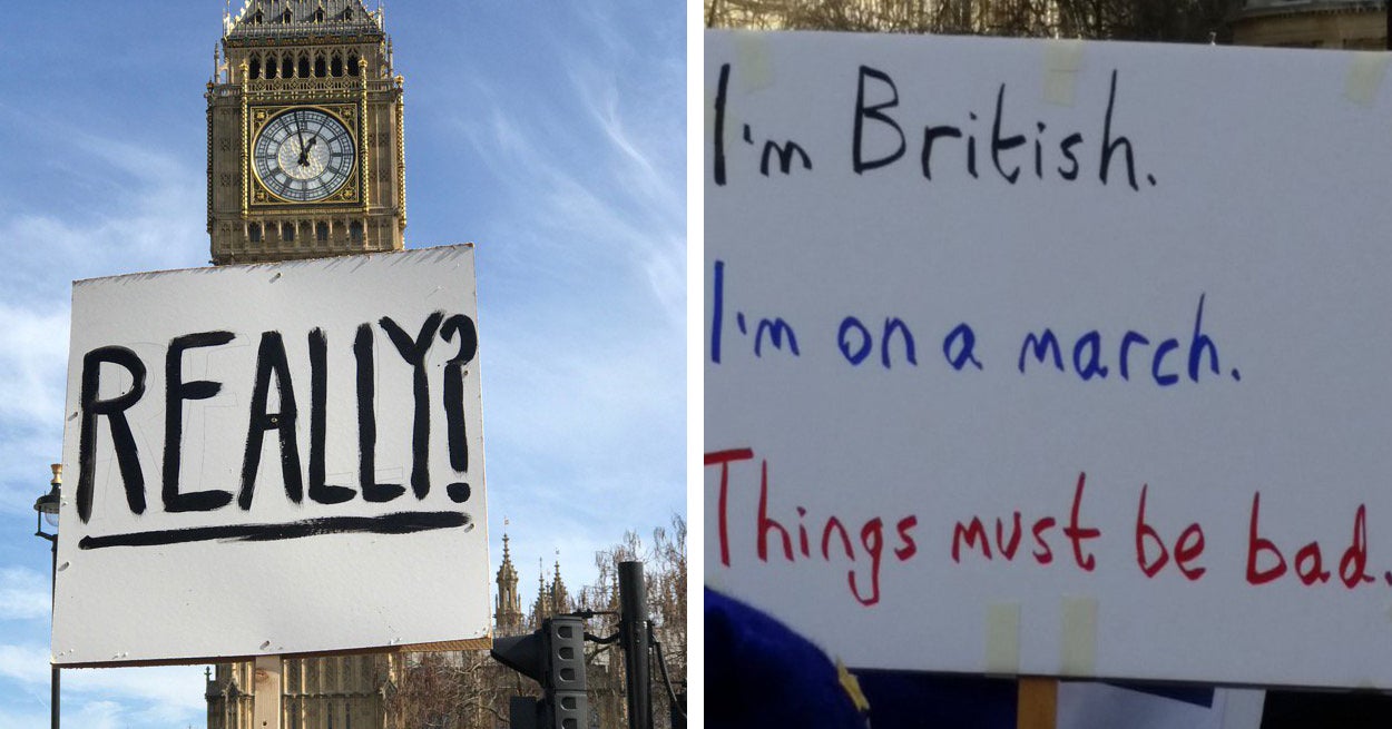 Literally Just 17 Surprisingly British Signs From London's March ...