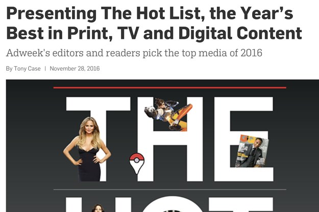 Presenting The Hot List, The Year’s Best In Print, TV And Digital ...