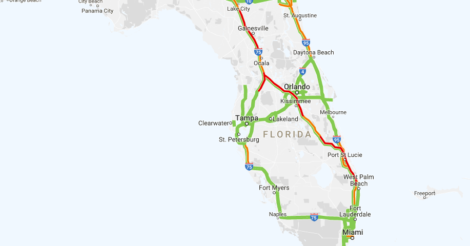 This Traffic Map Shows People Trying To Get Out Of Florida Before Irma Hits