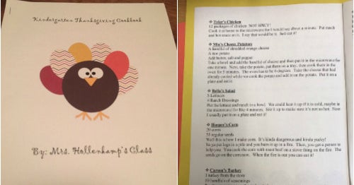 This Kindergarten Class's Thanksgiving Cookbook Is The Best Thing You ...
