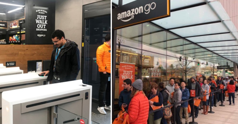 People Waited In Long Lines To Try Amazon Go, A Store Built On The Idea ...
