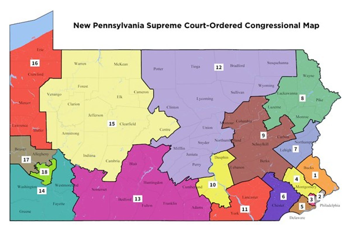 Pennsylvania Supreme Court Issues New Congressional Map For 2018 Elections