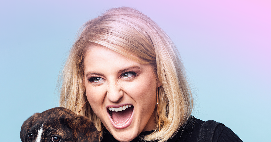 Meghan Trainor Gets Interviewed While Playing With Puppies