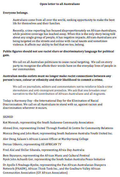 African Communities Want Australian Politicians To Stop Talking About ...