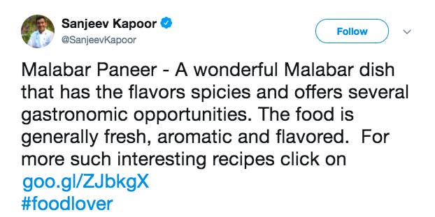 Sanjeev Kapoor Made Malabar Paneer And Malayalees Now Got Beef With Him