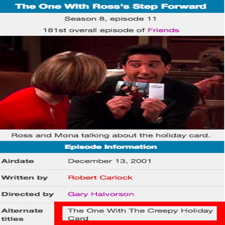 There Are Five "Friends" Episodes With Alternate Titles And I'm ...