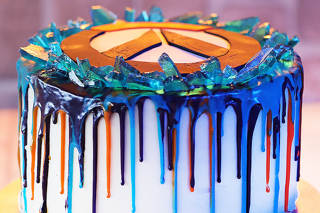 Overwatch Anniversary Drip Cake