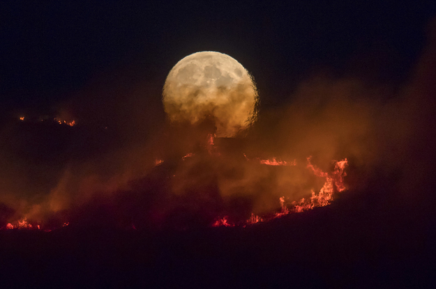 Dramatic Pictures Show Fire Spreading Across Moors In The North Of England