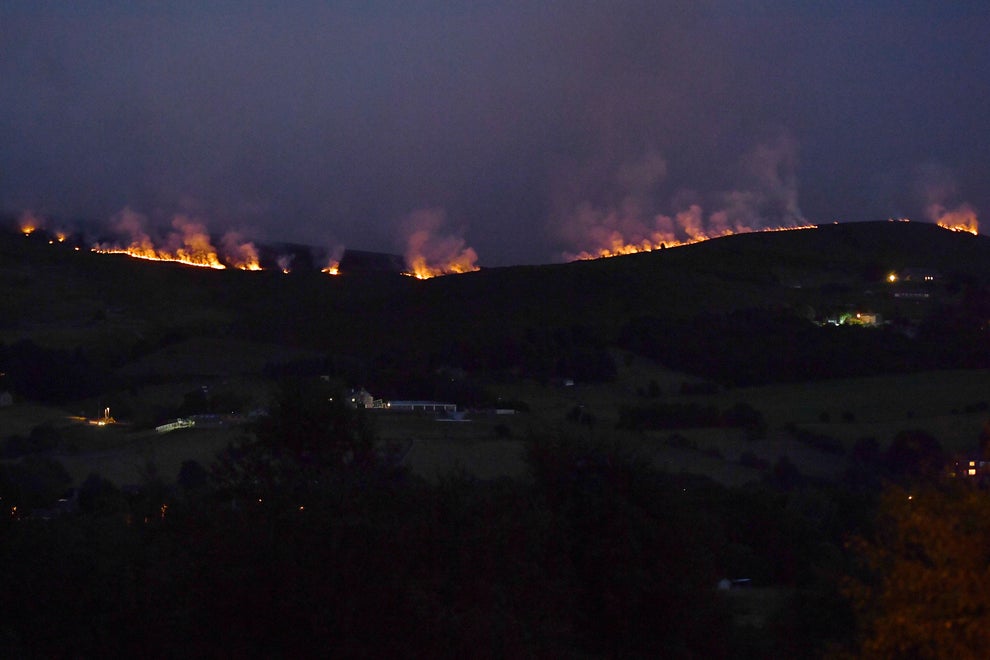 Dramatic Pictures Show Fire Spreading Across Moors In The North Of England