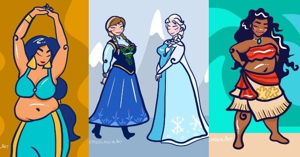 This Artist Drew Plus-Size Disney Princesses To Promote Body Positivity ...