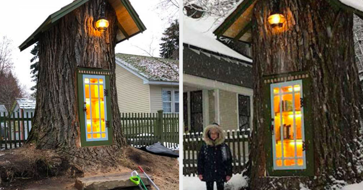 This Dead Tree Was Turned Into An Adorable Free Library