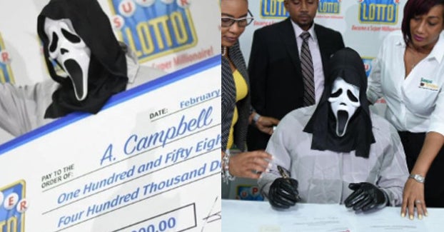 This Lottery Winner Wore A "Scream" Mask While Claiming His Prize