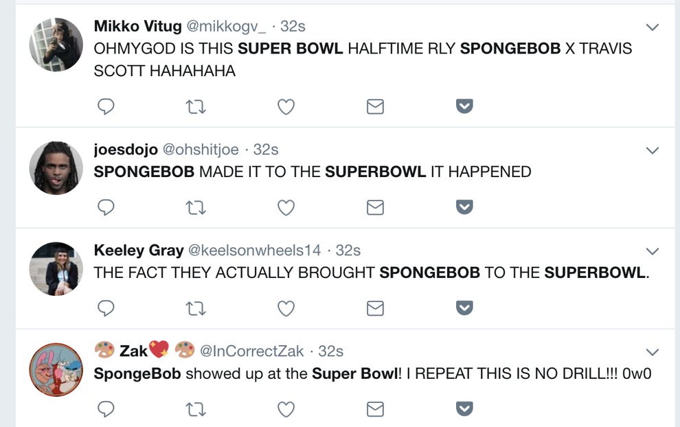 SpongeBob Made A Brief Appearance At The Super Bowl But His Fans Were ...