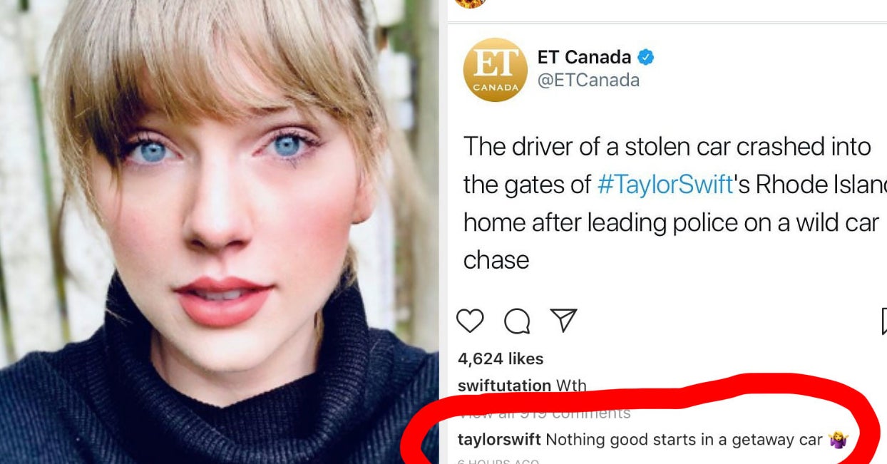 Taylor Swift Had The Perfect Response When A Stolen Car Crashed Into ...