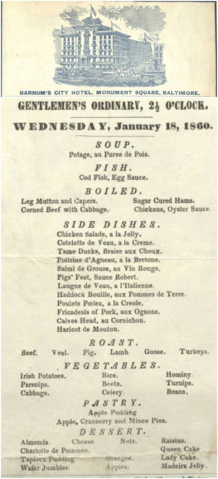 Order Off A Menu From 1860 And We'll Tell You What Job You'd Have Had ...