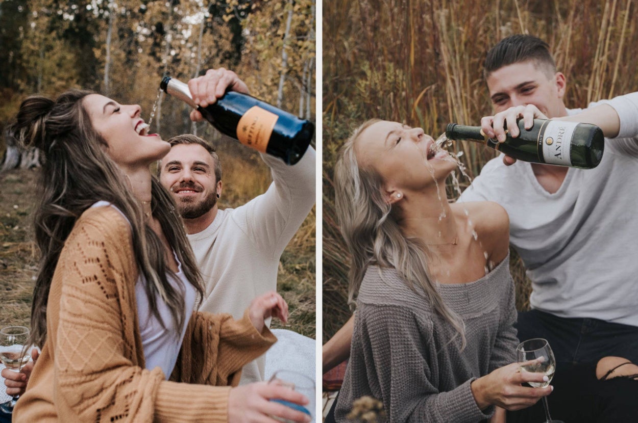 Champagne Engagement Photo Fail Goes Viral