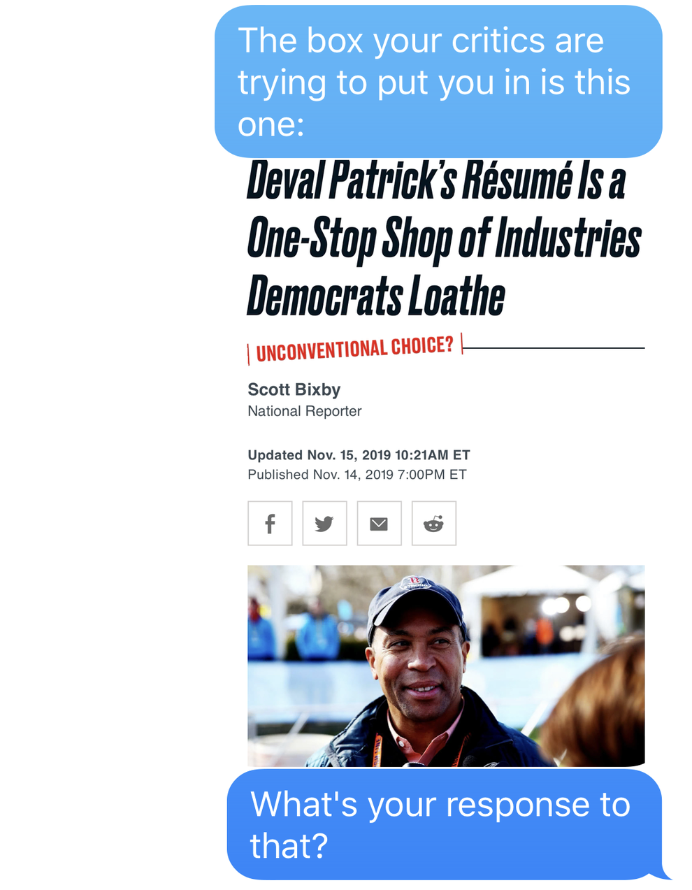 Texting With Deval Patrick: “None Of The Labels Work”