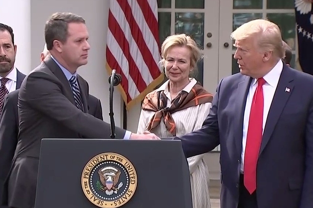 Trump Shakes Hands At Coronavirus Emergency Press Conference