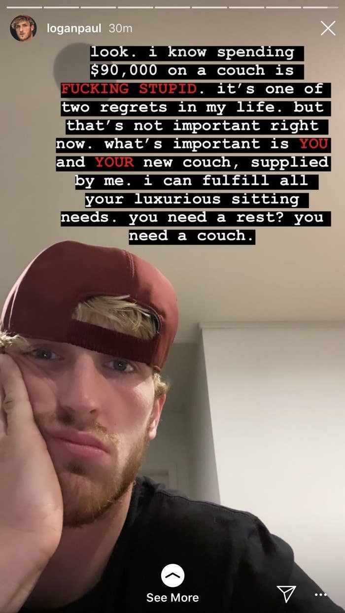 Logan Paul Is Selling His $90K Mercedes-Benz Couch On Craigslist