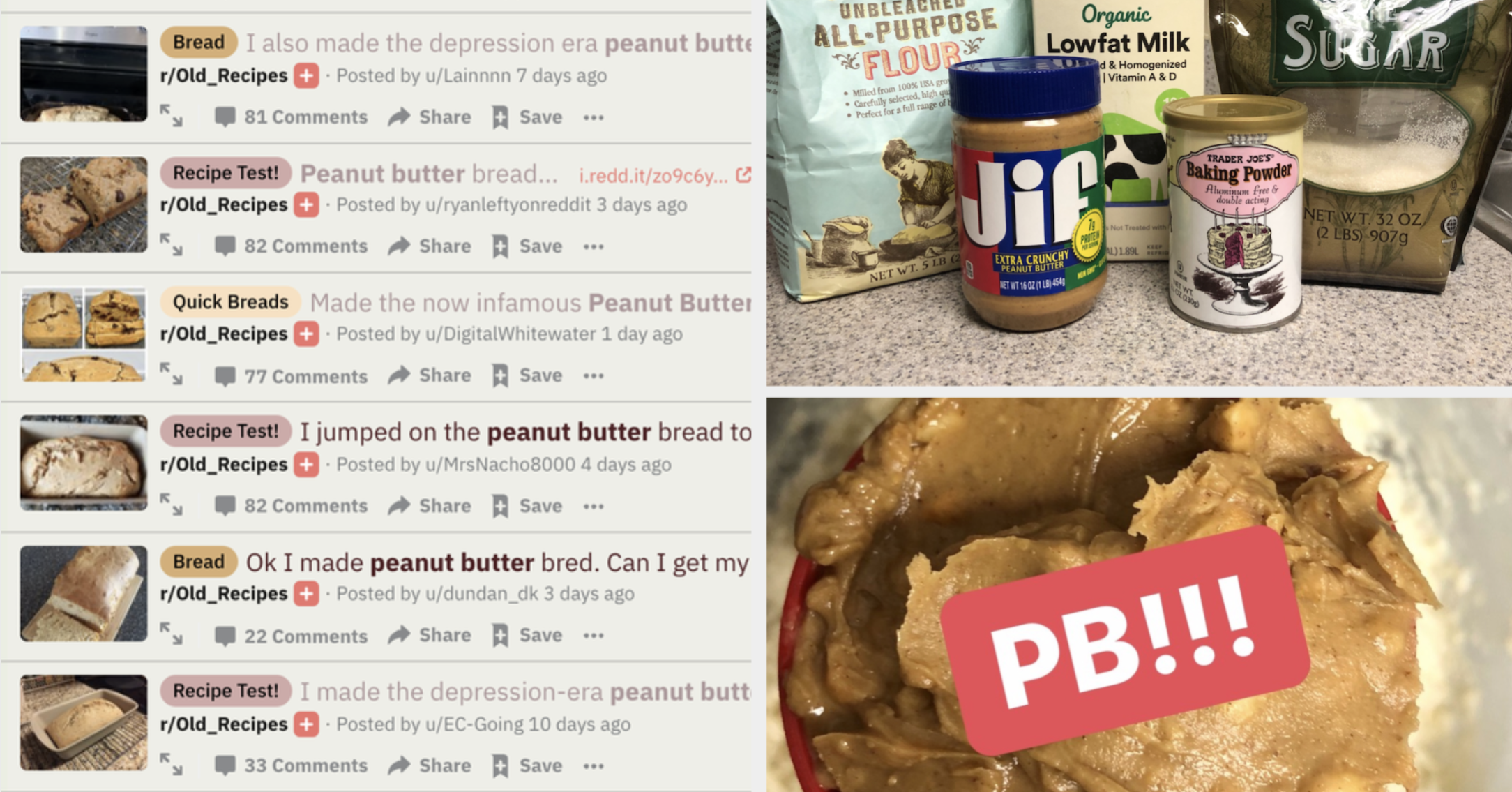 No Yeast Bread Recipe | Depression-Era Peanut Butter Bread Reddit