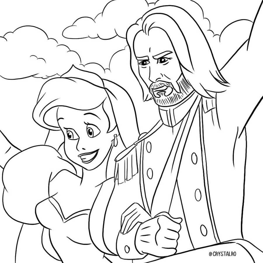 ariel and prince eric coloring pages