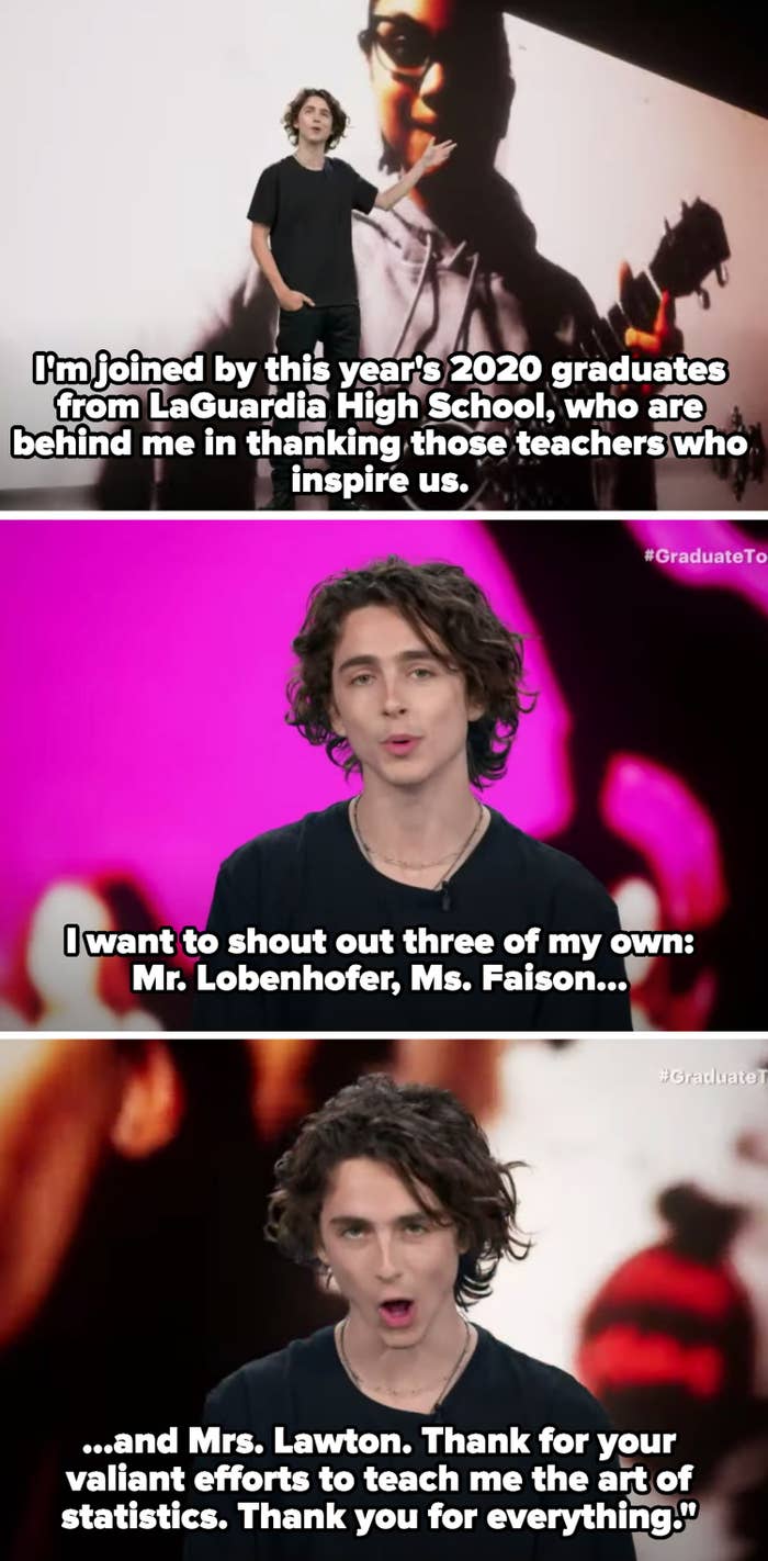 Timothée Chalamet's "Graduate Together" Statistics Rap "Ms. Lawton"