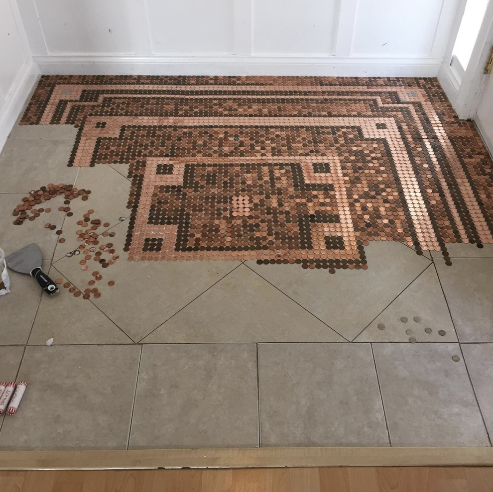 This Woman Made An Entire Floor With 7,500 Pennies And It's Completely ...